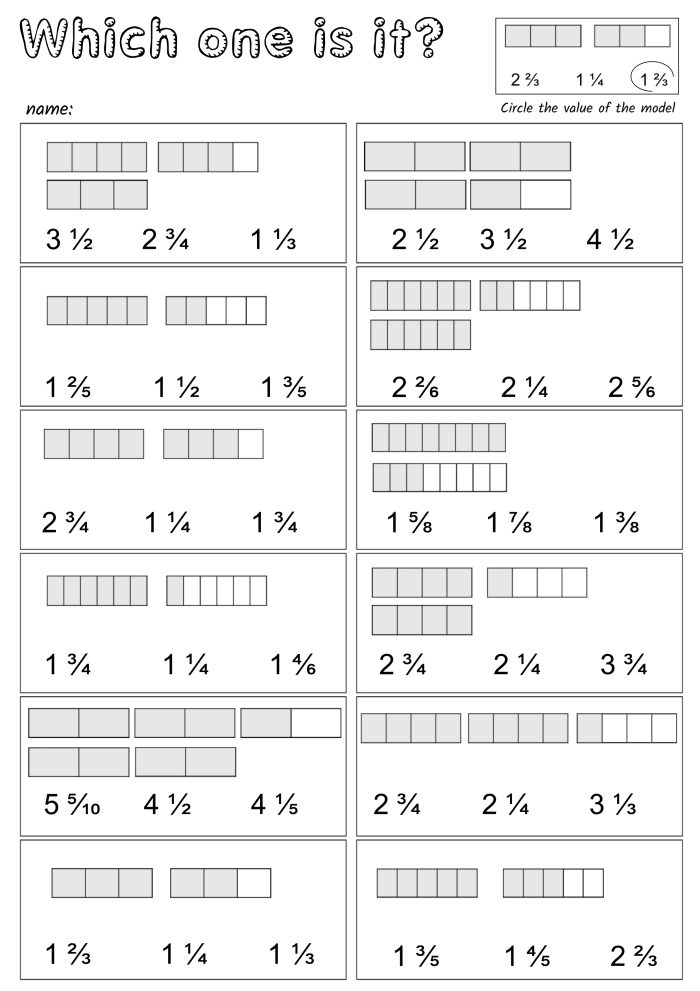 Identify improper fractions model – Teaching Resources Club