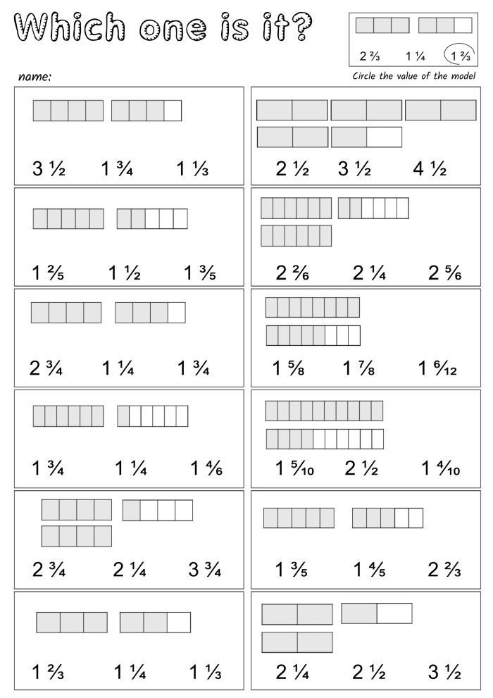 Identify improper fractions model – Teaching Resources Club